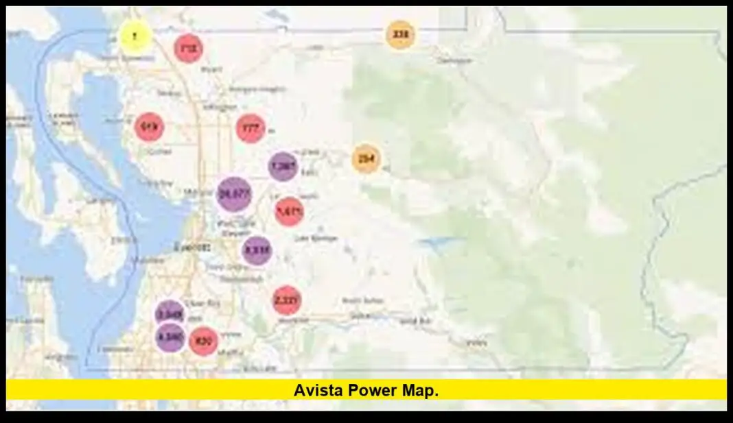 Avista Power Map Shows Widespread Outages Across Washington and Idaho